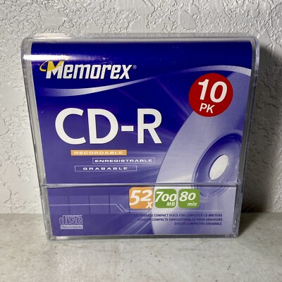 Memorex CD-R 52x 700MB 80 Min 10 Pack Blank Cds Music Photos NEW ...