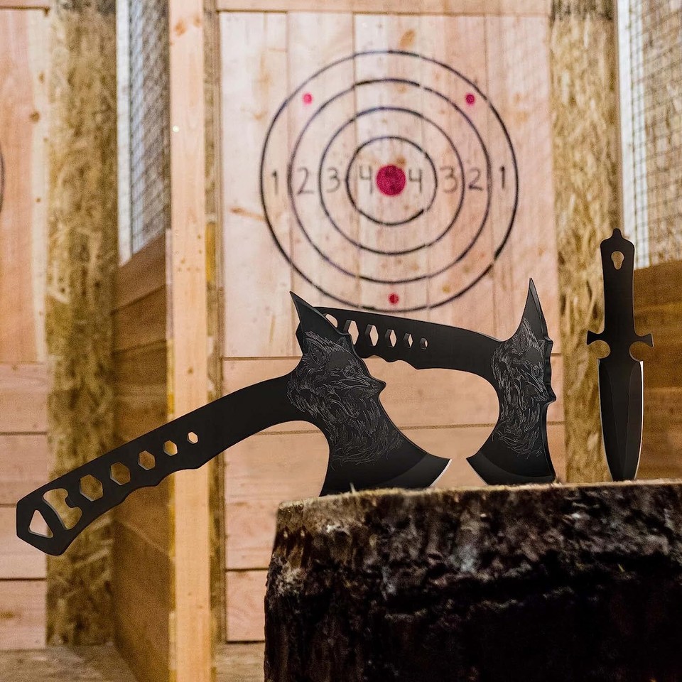 Set of 6 Throwing Axes Camping Tomahawks Hatchet Steel Throwing Knives ...