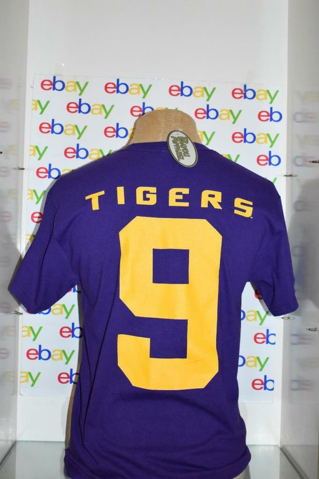 LSU Tigers #9 Mens T-Shirt Team and Number On Shirt Purple NWT | eBay