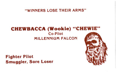 Star Wars Vintage Chewbacca Business Card Wookie "Chewie" Fighter Pilot ...