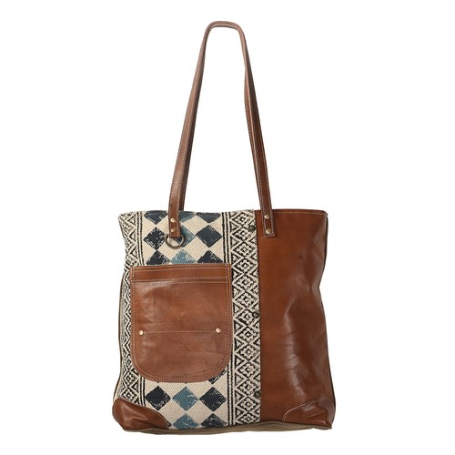 KB OHLAY KB194 TOTE Upcycled Wool Canvas Genuine Leather women bag ...