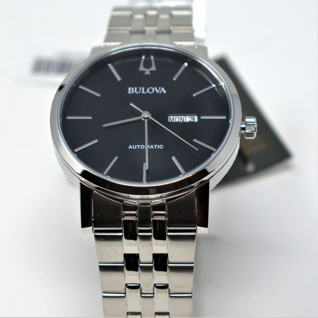 Bulova 96C132 Classic Stainless Steel Black Dial Men's Wristwatch for ...