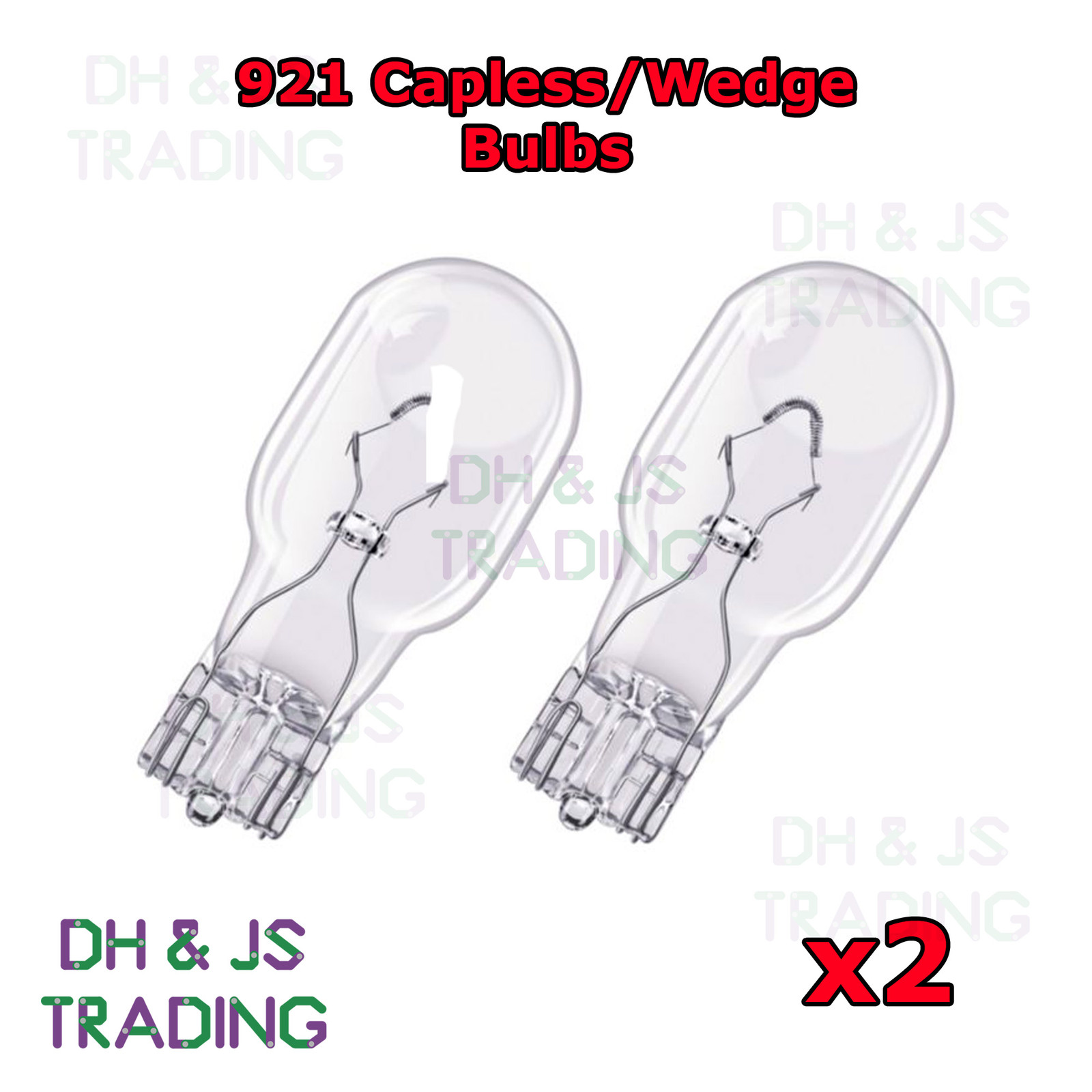 2 x 921 Capless Wedge Car Bulbs High Level Brake Light 12v 16w 15mm 955 ...