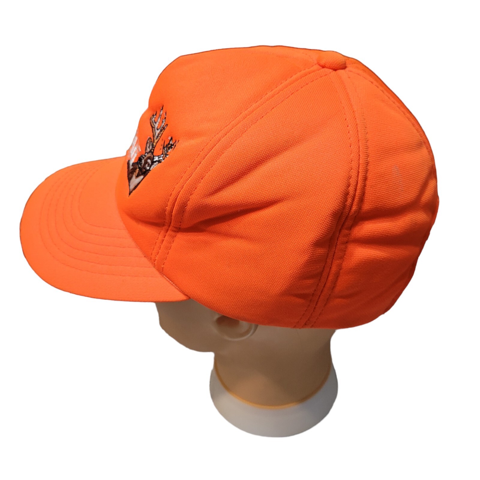 Whitetail Deer Baseball Cap Hat Orange Padded Snapback Distressed ...