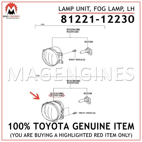 81221-12230 GENUINE OEM LAMP UNIT, FOG LAMP, LH 8122112230 | eBay