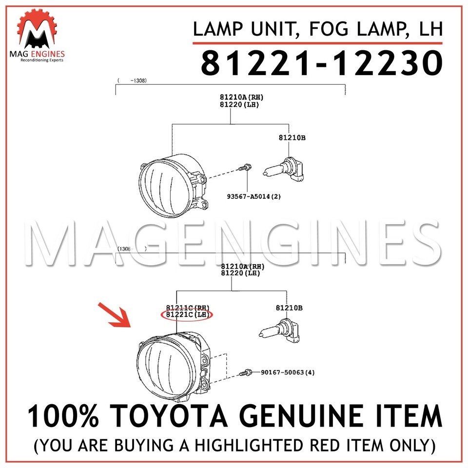 81221-12230 GENUINE OEM LAMP UNIT, FOG LAMP, LH 8122112230 | eBay