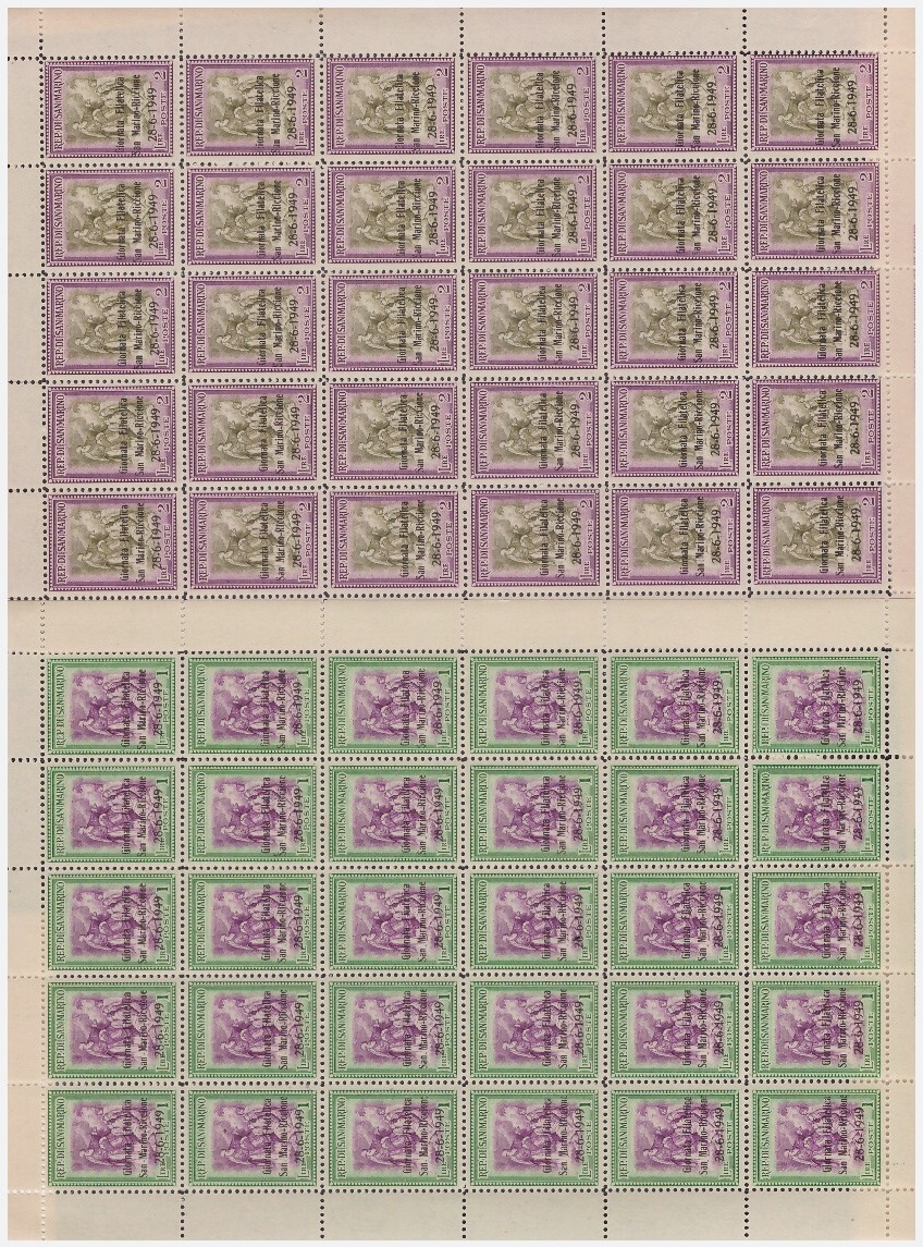 San Marino 1949 Philatelic Day Series in Miniature Sheets New ** MNH ...