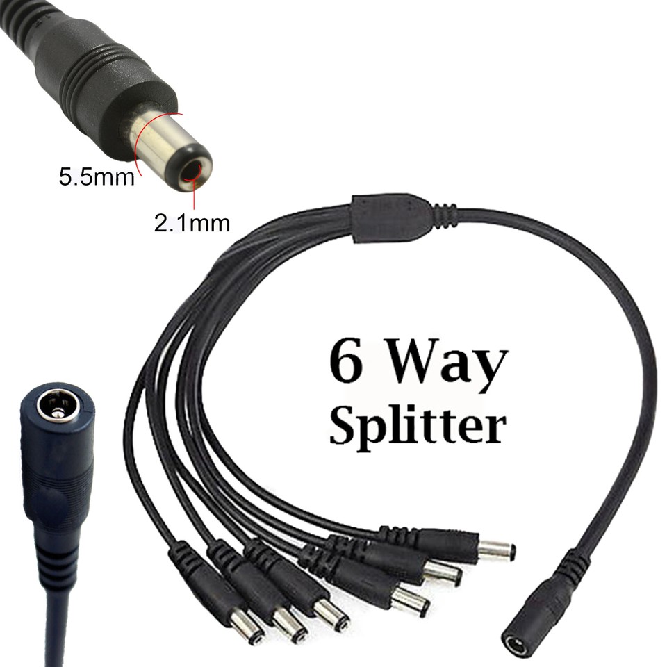2 4 6 8 Way Splitter Power Cables For CCTV Security Cameras Adapter 2 ...