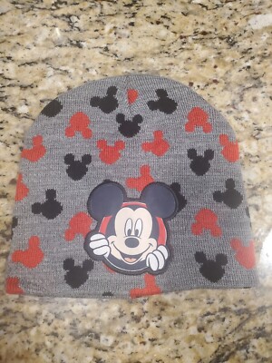 Disney Mickey Mouse Knit Cap Hat Beanie Gray Red Black Child 2T to 5T ...