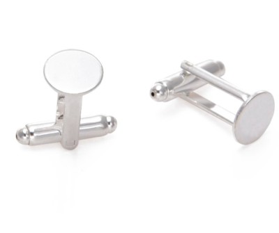 1 pair (2 pcs) of Cufflinks Silver Color Cuff Link Blanks Findings 12mm ...