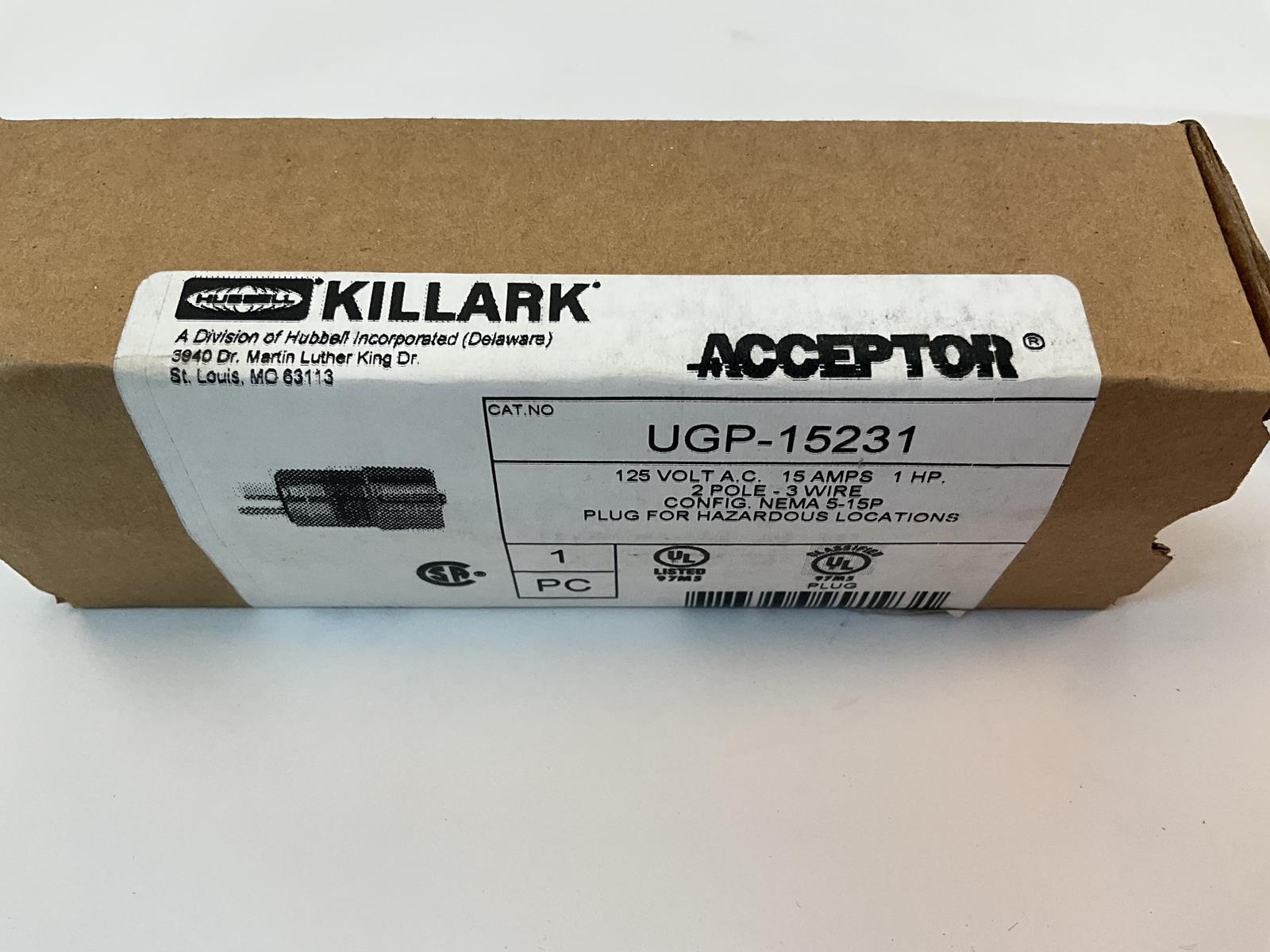 Killark Ugp-15231qwww Plug 125vac 60 Hz 15a 1 HP and Outlet for sale ...