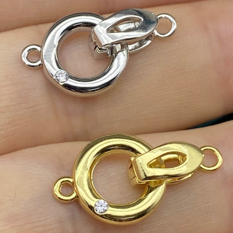 5 Pcs/set Round Silver Clasp Closures Connectors O-Bracelet Buckle ...