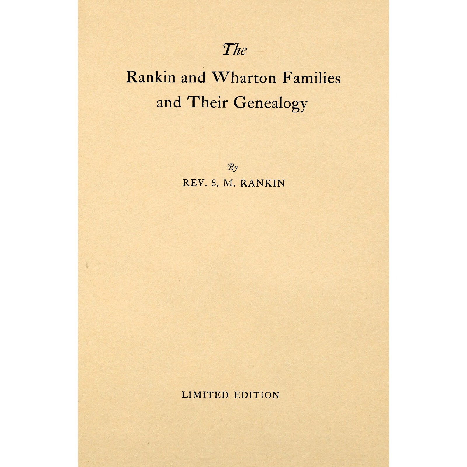 The Rankin and Wharton Families and Their Genealogy | eBay