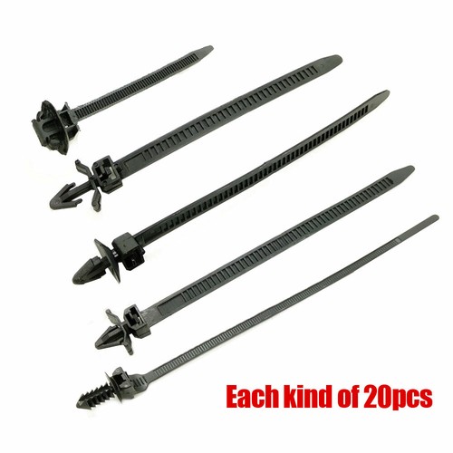 100PC Car Line Cable Ties Zip Tie Push Rivet Clips Wiring Loom Harness ...