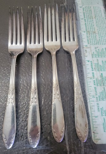National Silver Co King Edward Silverplate 7 1/2" Dinner Forks Set Of 4 ...