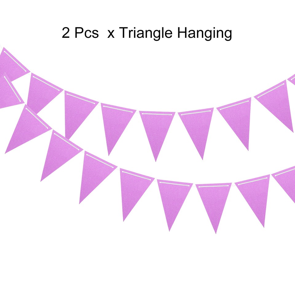 2 Pcs 20 Feet Dark Purple Pennant Banner Flags String Triangle Hanging ...