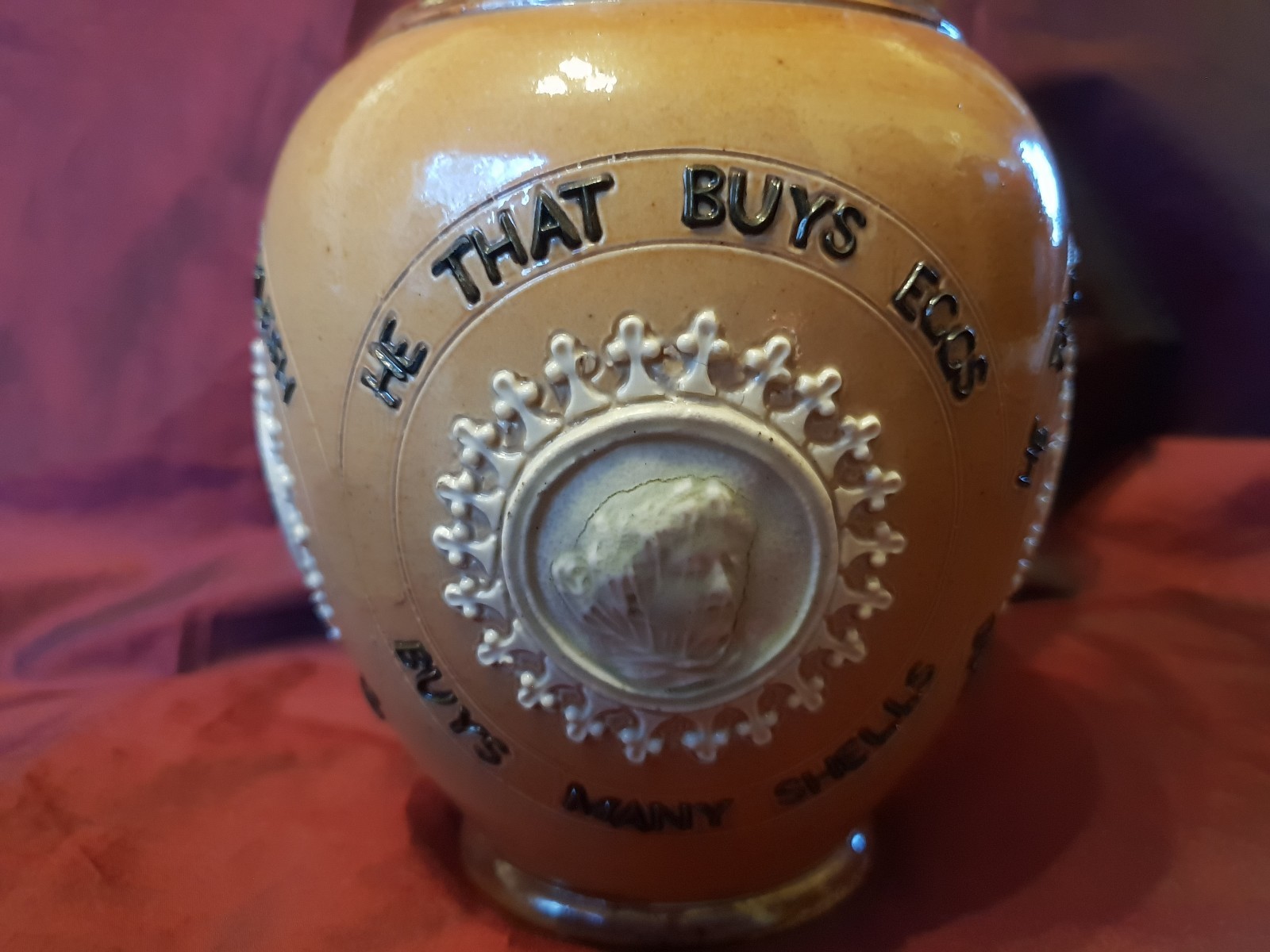 Doulton Lambeth Motto Jug - Circa 1895 'He Who Buys Good Ale buys ...