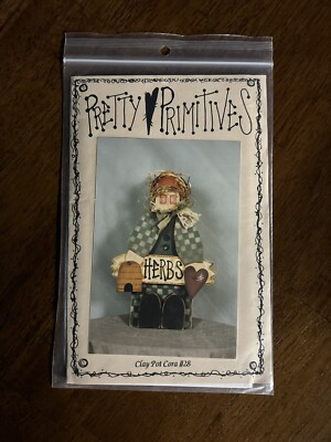 PRETTY PRIMITIVES~CLAY POT CORA~ HERBS~PATTERN #28 NEW 1997 | eBay