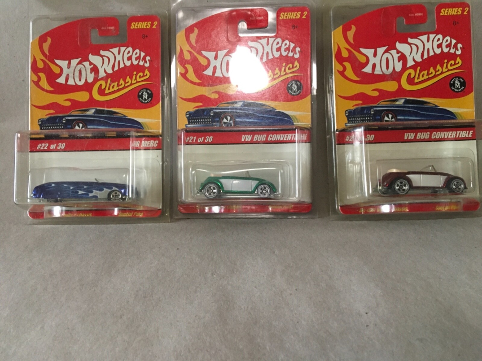 3 HOT WHEELS CLASSICS SERIES 2 (1 mercury & 2 vw convertibles ...