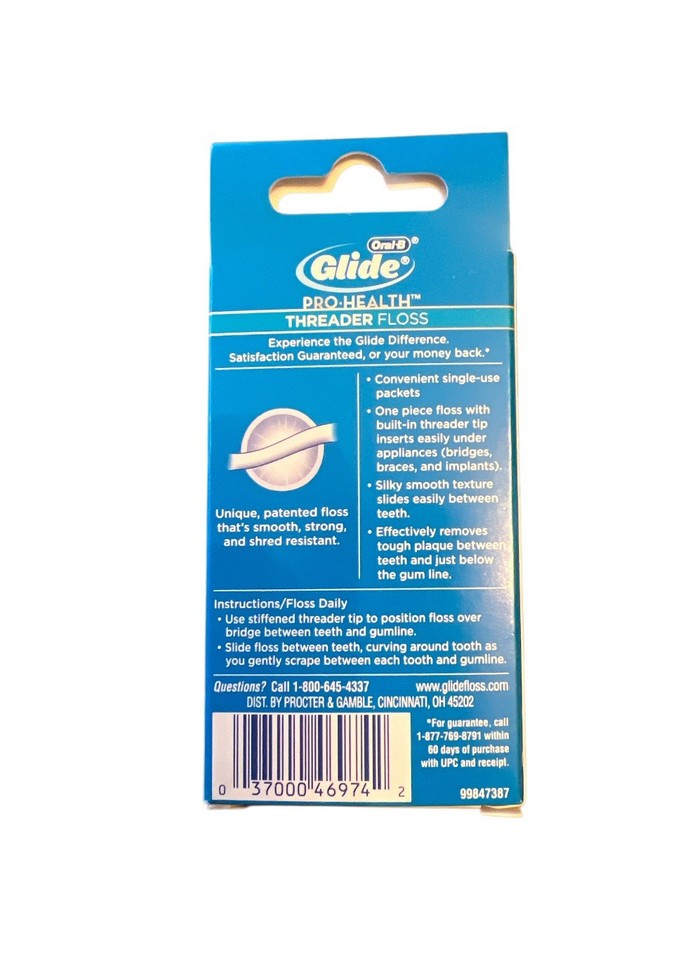 Oral-B Glide Pro-Health Threader Floss 30 Single Use Packets Original ...