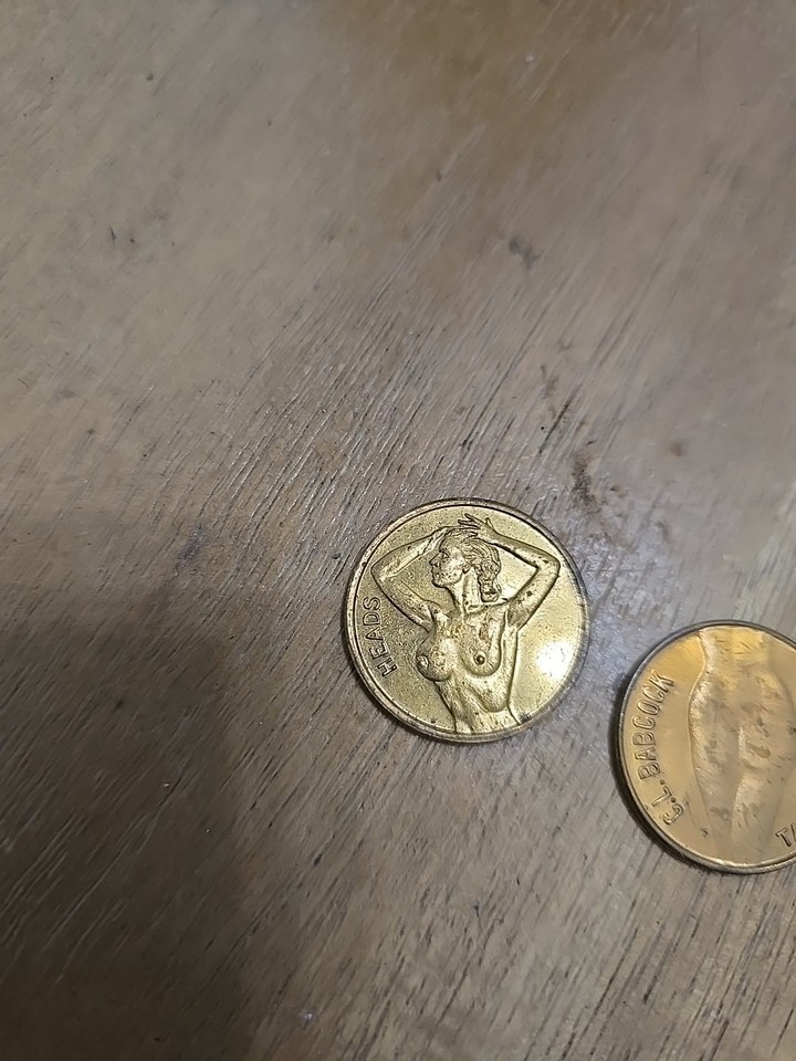 TWO HEADS OR TAILS BRASS RISQUE COIN: -Heads I Win-Tails You Lose ...
