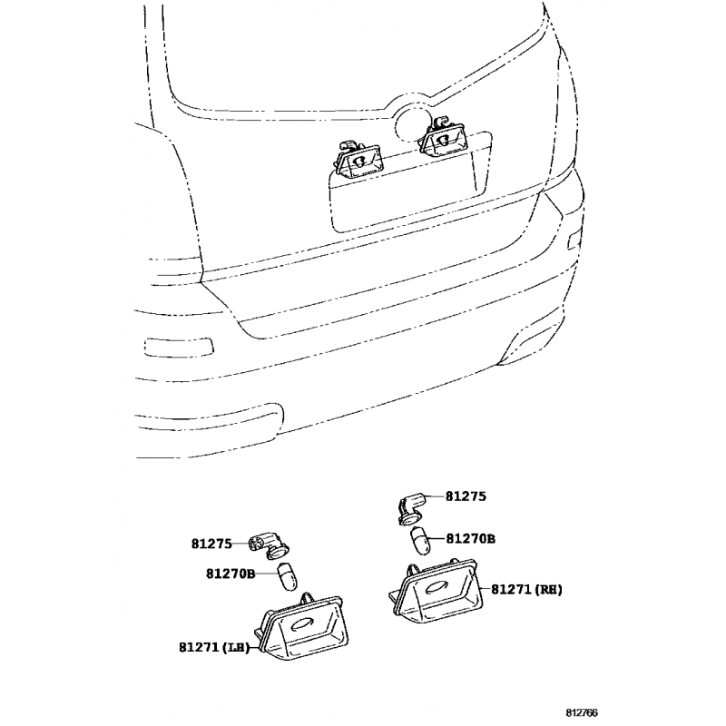 OEM License Plate Light Bulb Socket Holder For TOYOTA COROLLA VERSO ...