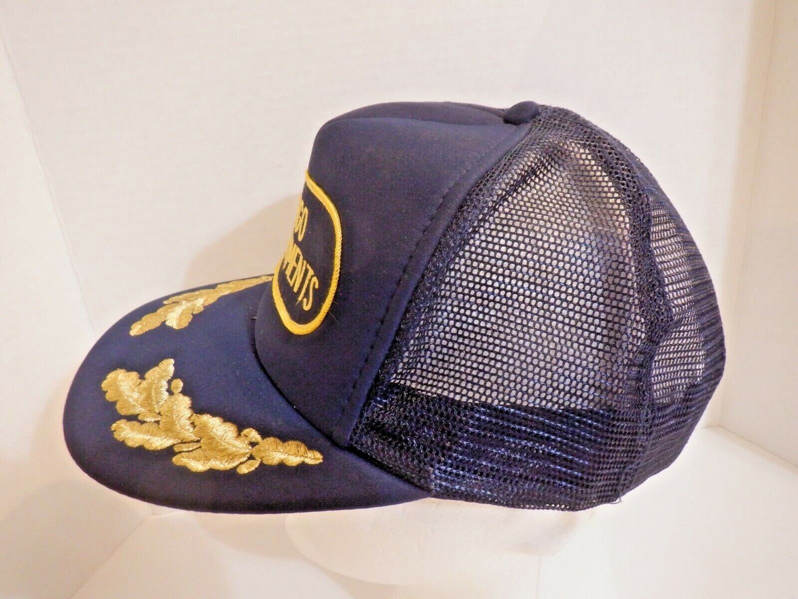 Vintage ARGO INSTRUMENTS Navy Blue & Gold Mesh Trucke… - Gem
