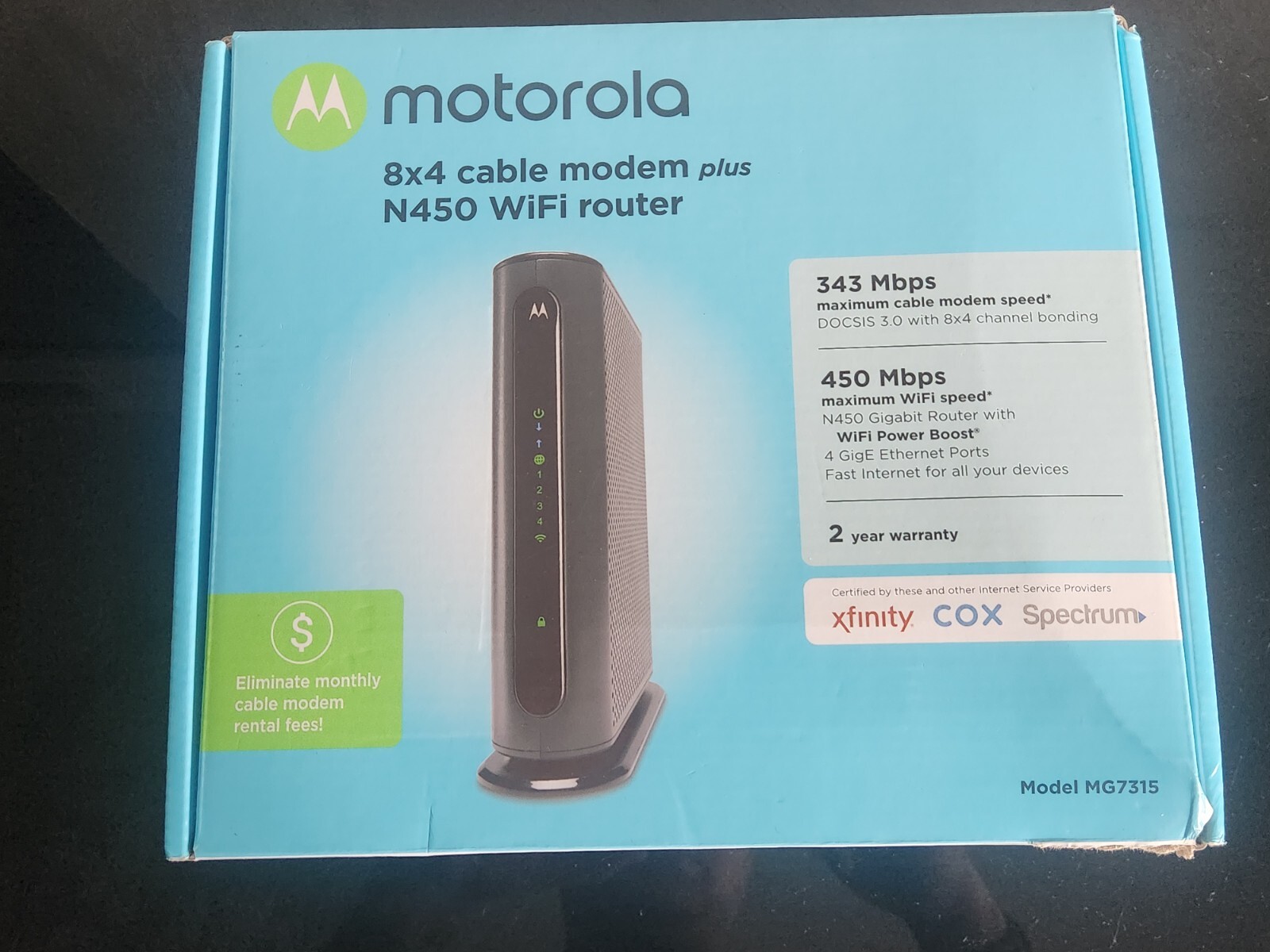 Comcast Xfinity Motorola MG7315 8x4 DOCSIS 3.0 Cable Modem N450 Router ...