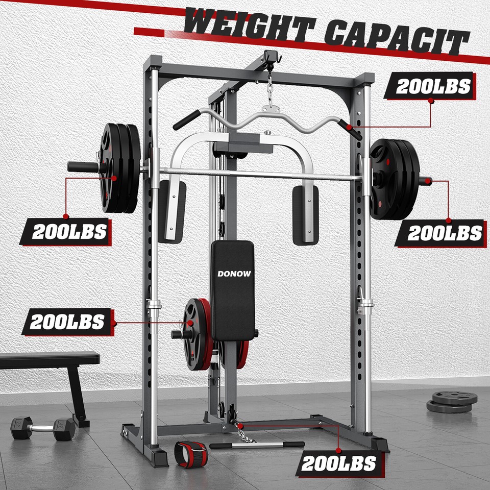Smith Machine Power Cage Power Rack Squat Rack with Weight Bench Home ...