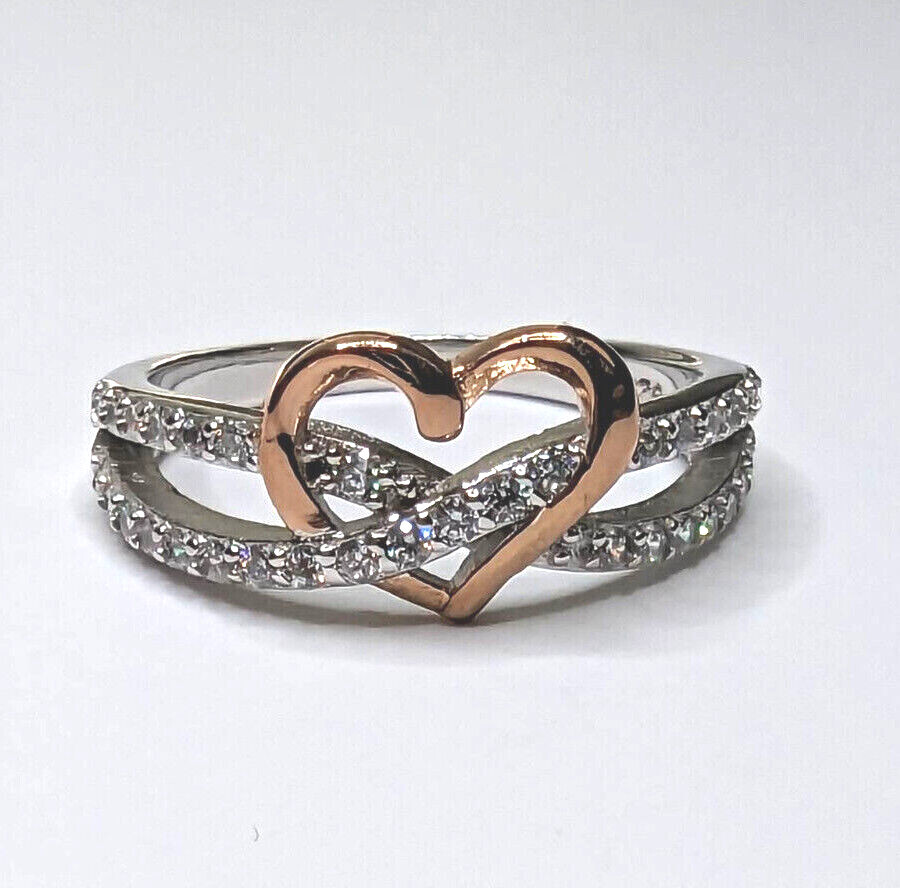Sterling Silver Infinity Love Heart Clear CZ Promise Ring NEW | eBay