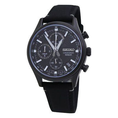 Seiko Chronograph Black Dial Nylon Strap Men's Watch SSB421P1 | eBay