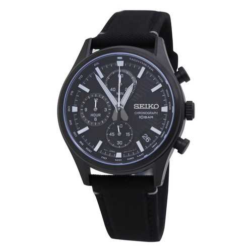 Seiko Chronograph Black Dial Nylon Strap Men's Watch SSB421P1 | eBay