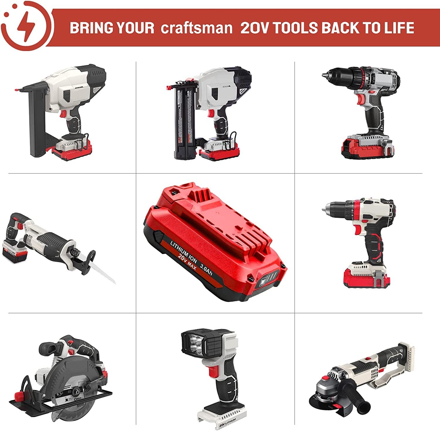 For Craftsman CMCB2011 3.0ah (30Wh) V20 20V MAX Lithium-ION Battery ...