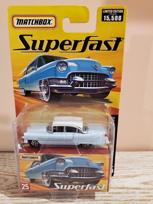 2005 Matchbox Superfast #25, 1955 Cadillac Fleetwood (baby blue), LE | eBay