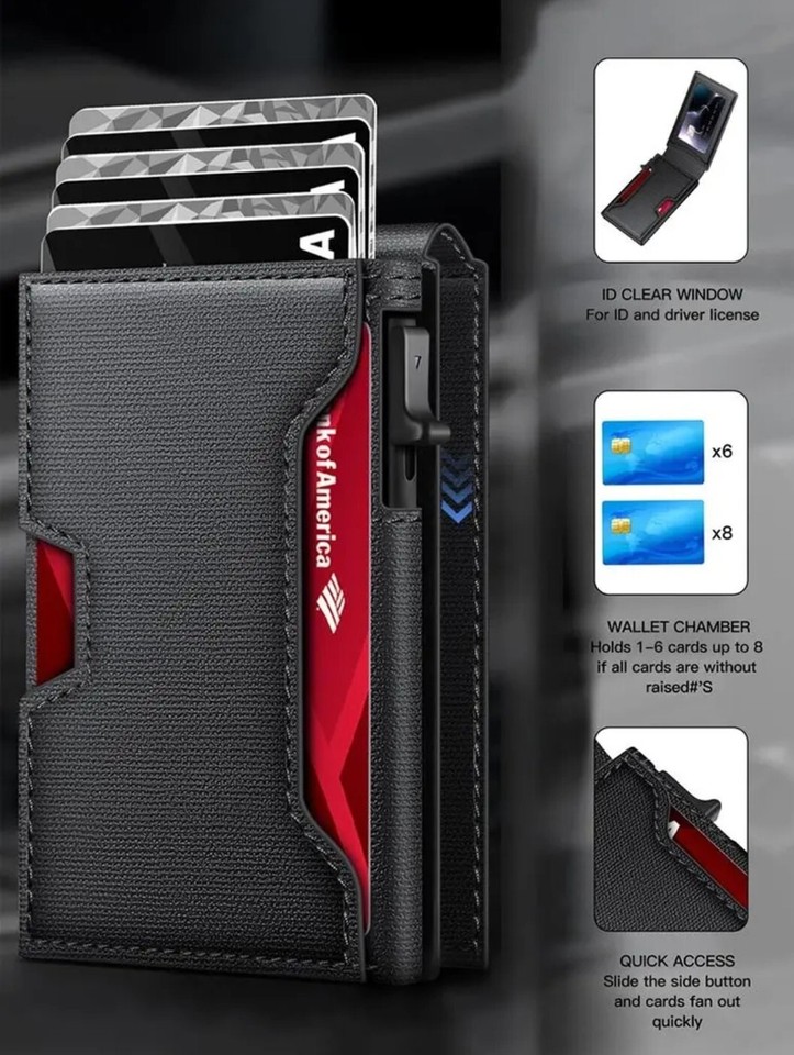 Men's Black tactical magnetic wallet RFID Blocking card holder Aluminum ...