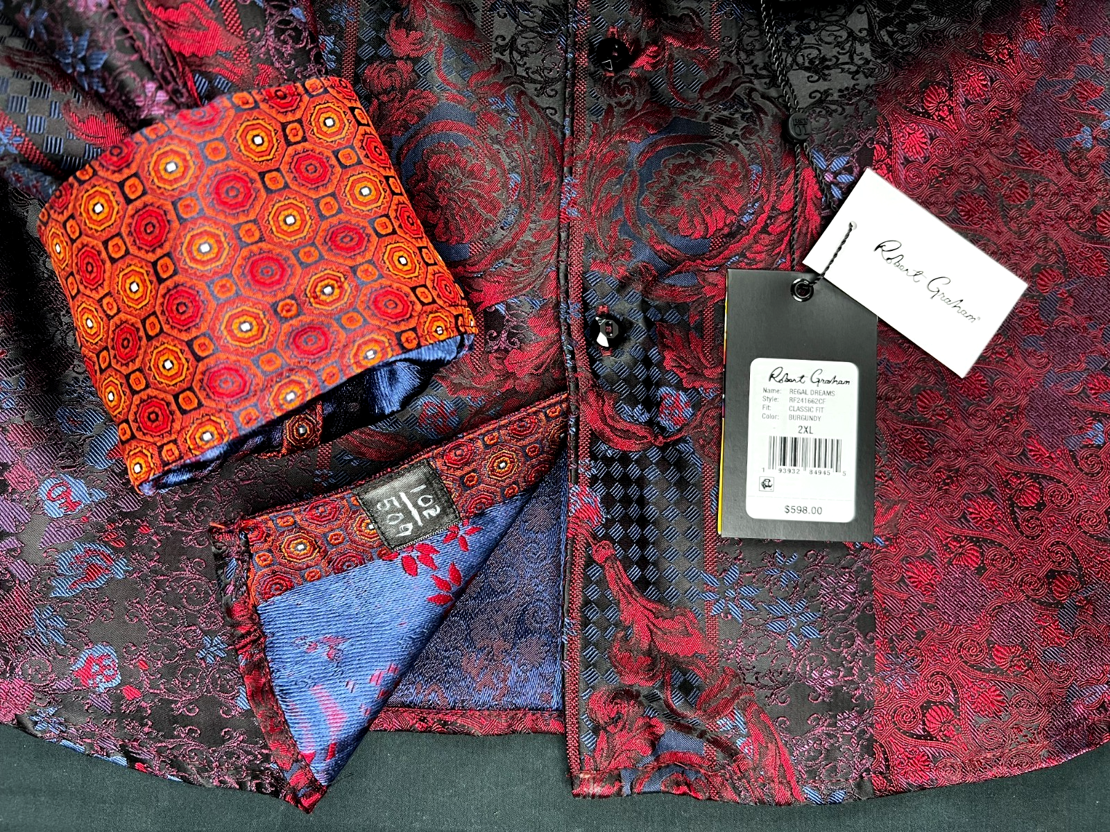 Robert Graham REGAL DREAMS Burgandy Jacquard LIMITED EDITION 2XL $598 ...