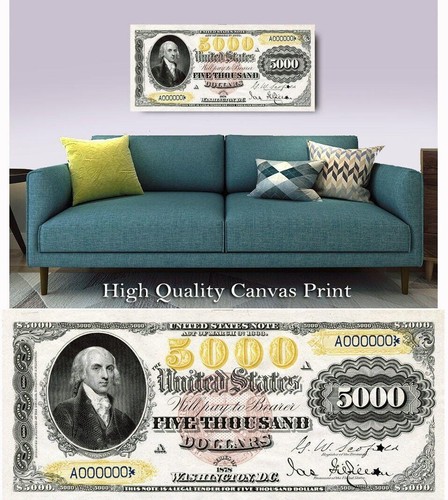 Large poster 5000 j. madison us note, 17"x40" printed on canvas | eBay