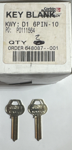 LOT OF 2 CORBIN RUSSWIN D1 6 PIN KEY BLANK | eBay