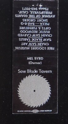 1960s Saw Blade Tavern Pizza Bar-B-Q Pool Tables Mel Byrd Phillipsville ...