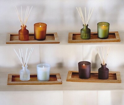 Decorative Fragrance Reed Diffuser & Scented Candle Set With Wooden ...
