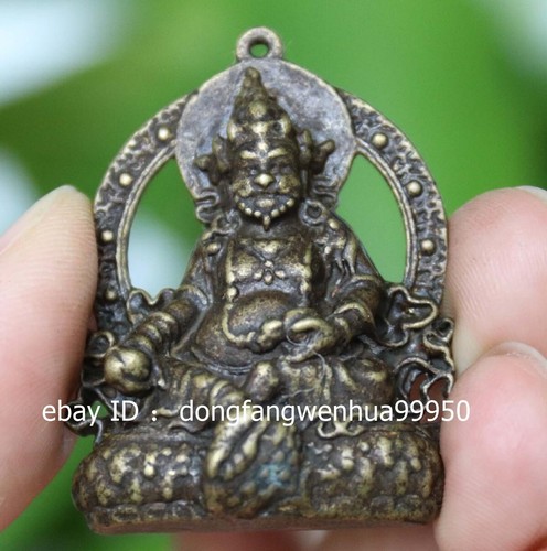Tibet Copper Bronze Wealth God Yellow Jambhala Buddha Token Necklaces ...