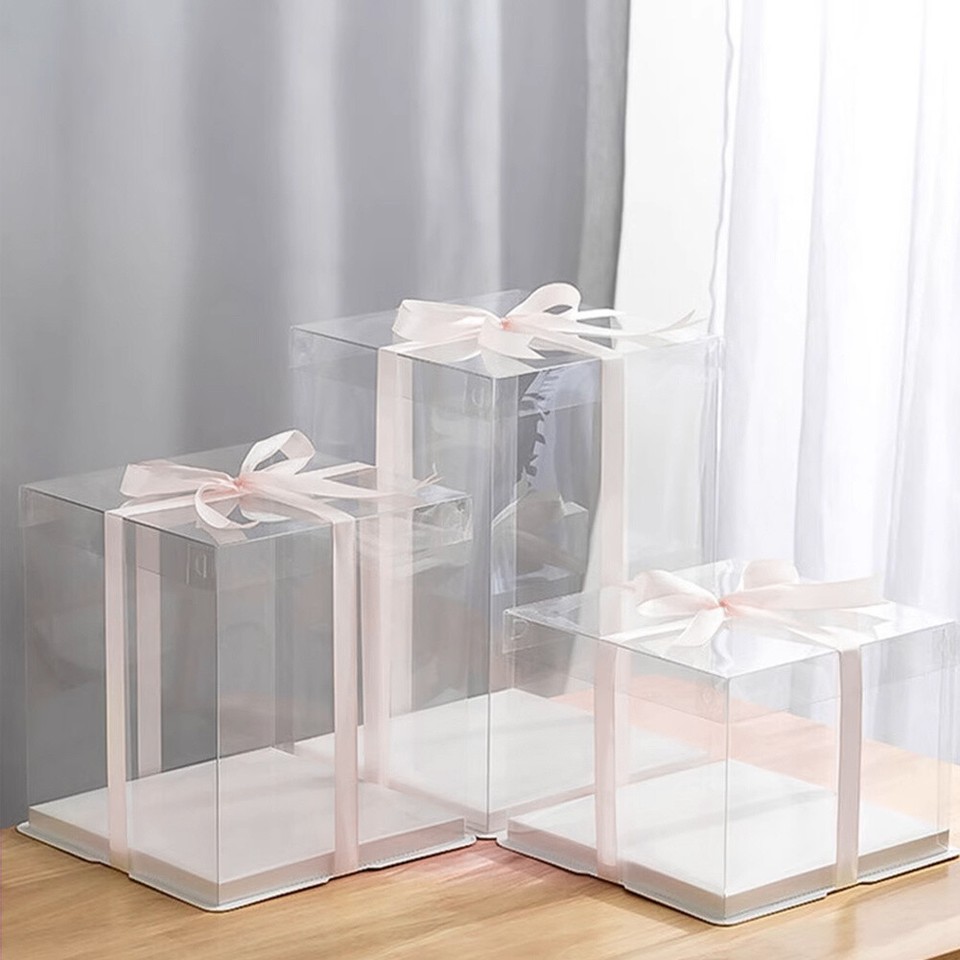 Large Clear PVC Gift Cake Boxes Present Packaging Transparent Box ...