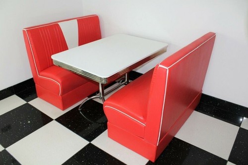 American Diner Furniture 50s Retro Nashville Table & Red Booth Set ...