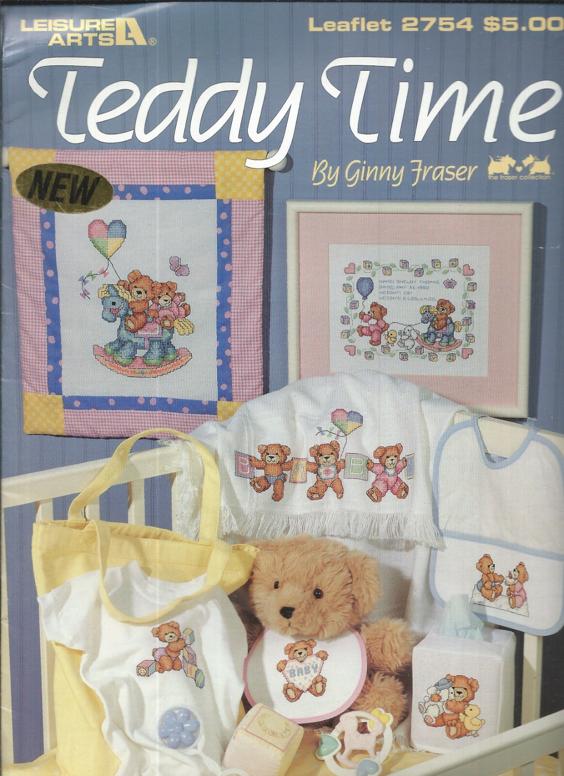 TEDDY TIMES ~ 13 Designs BABY Ginny Fraser Cross Stitch Leaflet LA ...