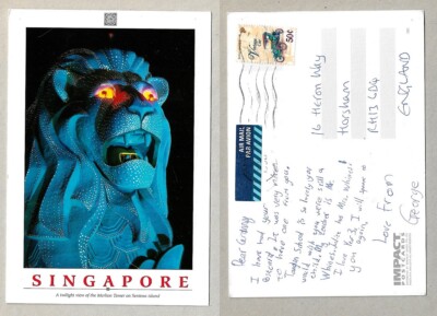 SINGAPORE LARGE POSTCARD/ STAMP THE MERLION.. | eBay