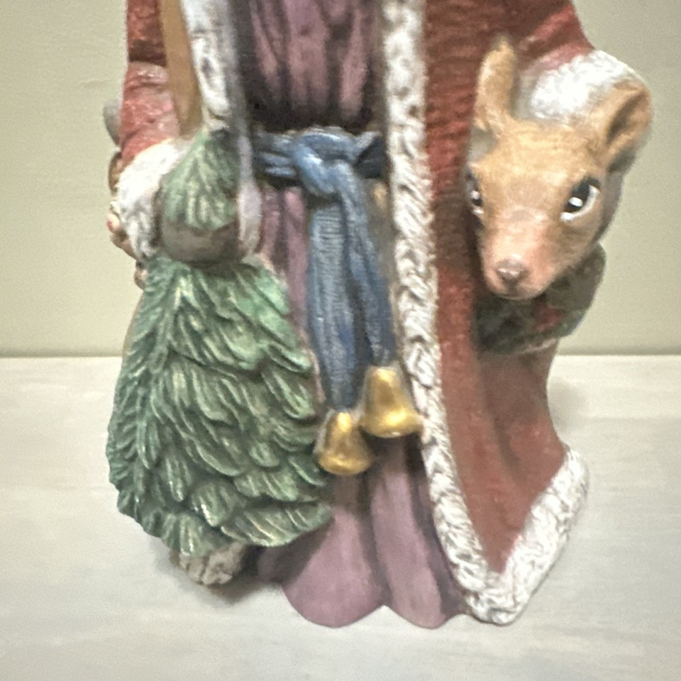 Hand Painted Old World Ceramic Santa Clause Figurine Woodland deer 11 ...