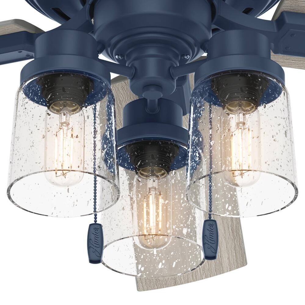 52" Indigo Blue Indoor Chandelier LED Ceiling Fan Clear Seeded Glass ...