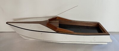Vtg Wooden RC Boat “Micheal” 38” X 13” X 9” Handmade Wood 2 Motors ...