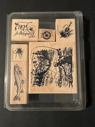 Stampin Up 2002 Fly Fishing Angler Rubber Stamp Set With Original Box ...