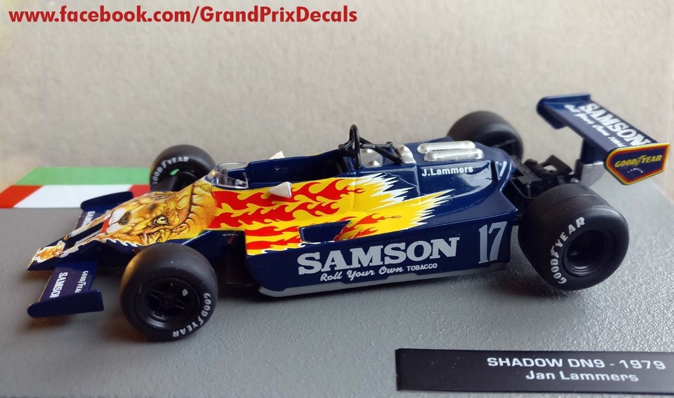 SHADOW DN9 1979 SAMSON Formula 1 car collection water slide DECALS 1:43 ...